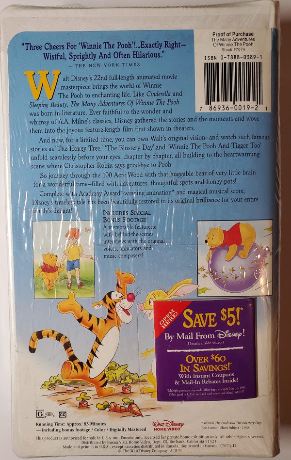 The Many Adventures of Winnie the Pooh (Walt Disney's Masterpiece) [VHS ...